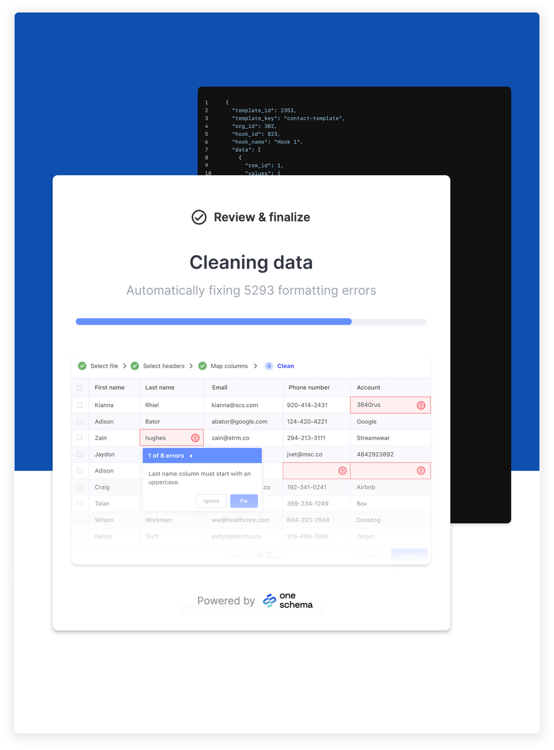 OneSchema CSV Importer | The embeddable CSV Importer for Developers
